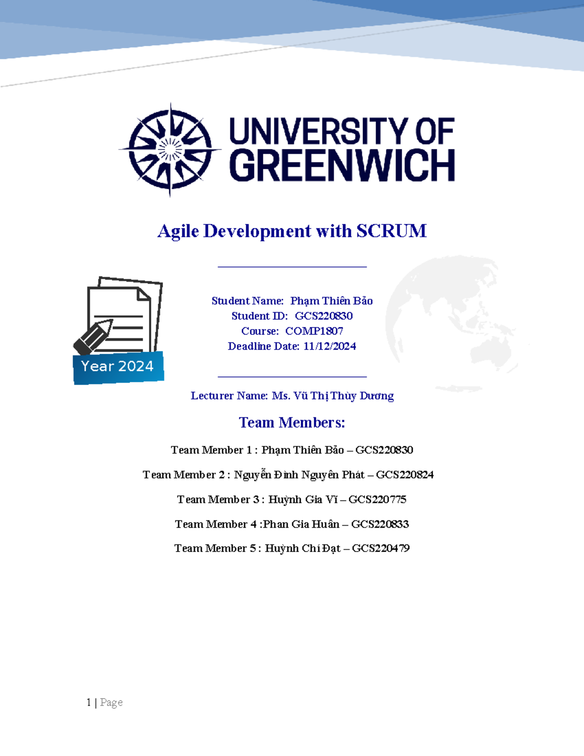 COMP1807 Final Report on Agile Development with SCRUM - Studocu