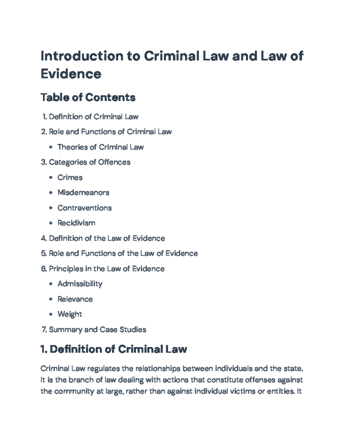 Criminal Law & Evidence (CL 101): Types, Functions, & Principles ...