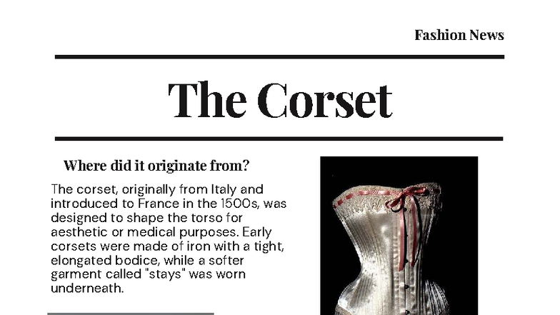 Fashion History: The Evolution of the Corset - Studocu