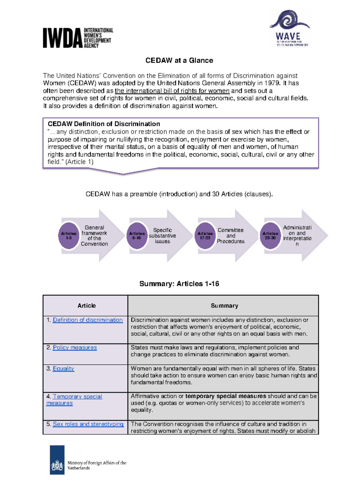 CEDAW Overview: Key Articles and Definitions on Women's Rights - Studocu
