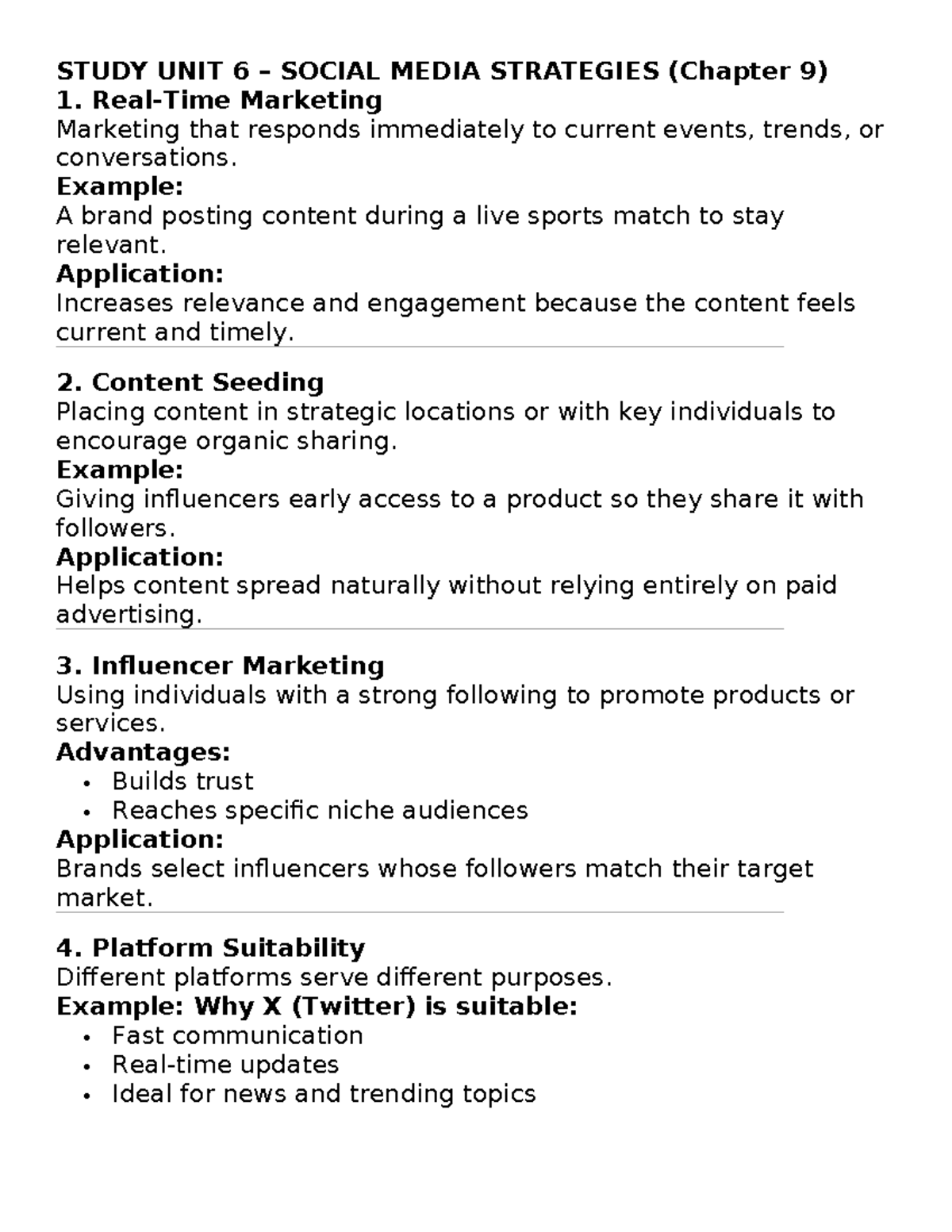 Study Unit 6: Social Media Strategies & Marketing Insights - Studocu