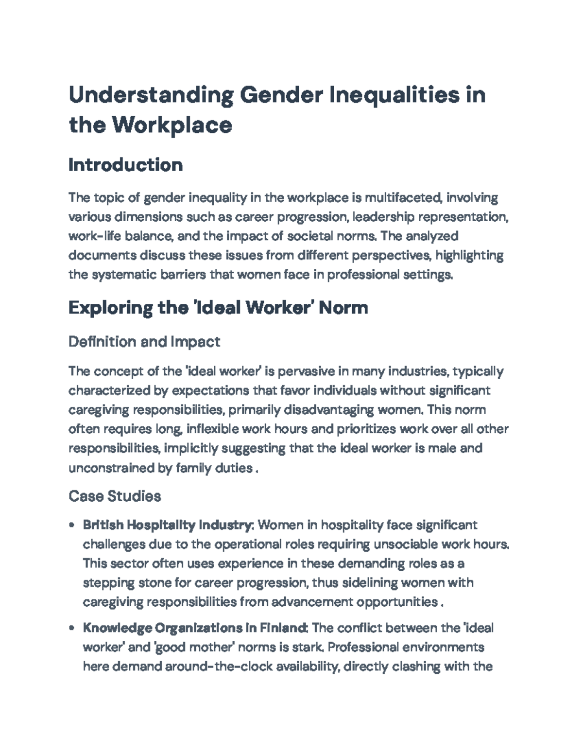Gender Inequalities in the Workplace: Analyzing Barriers and Solutions ...