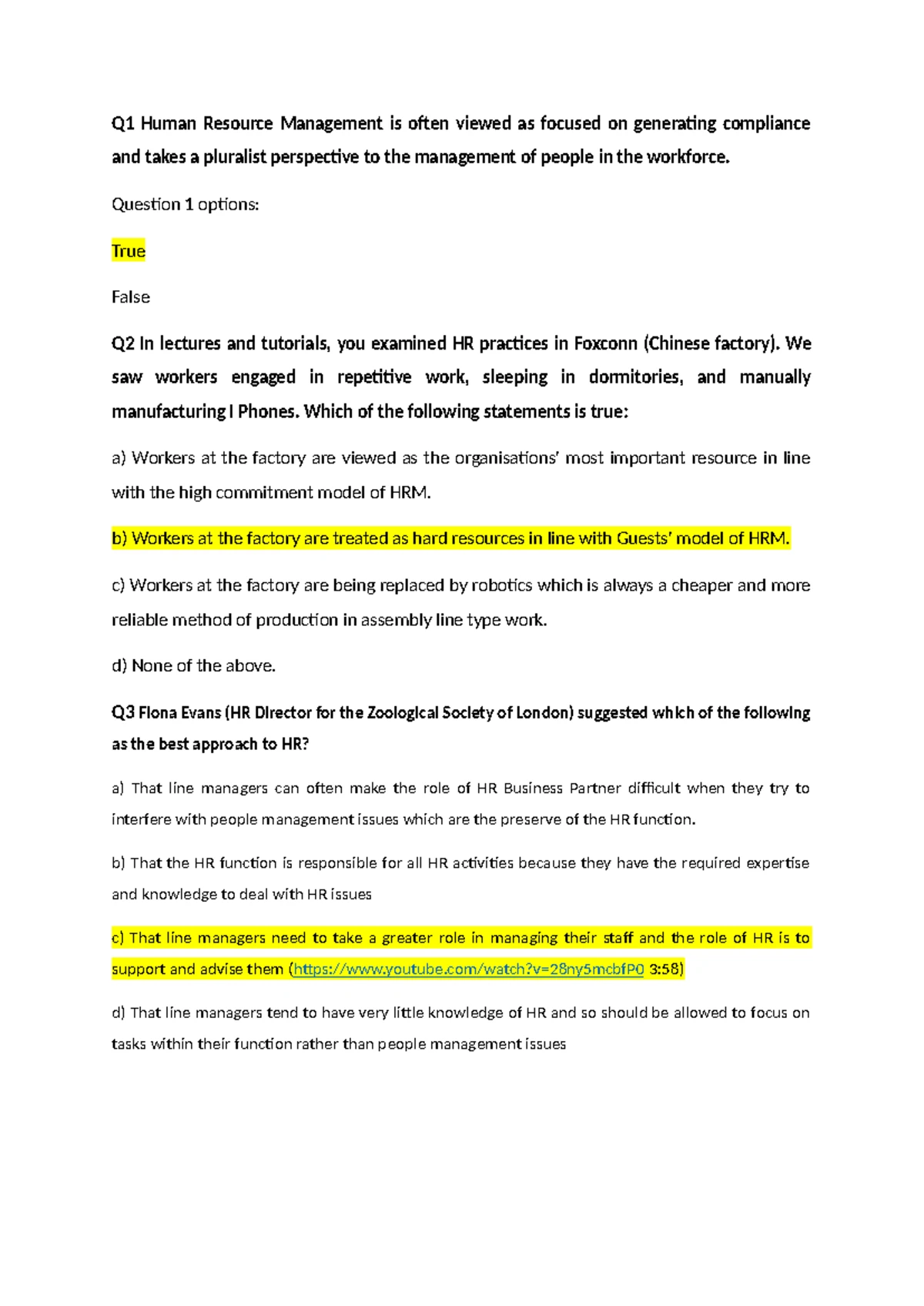 HR Mcq questions - MCQ - PM4013 Human Resource management MCQ Questions ...