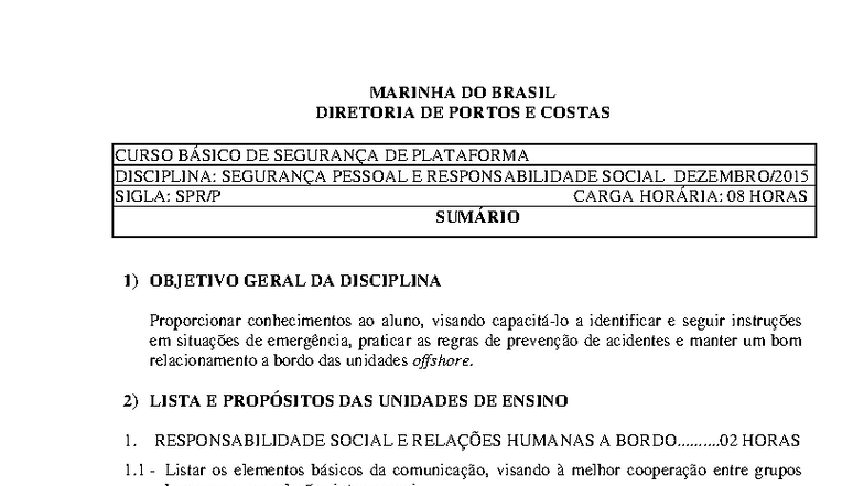 Seguranca Pessoal E Responsabilidade Social - 1 de 3 - MARINHA DO ...