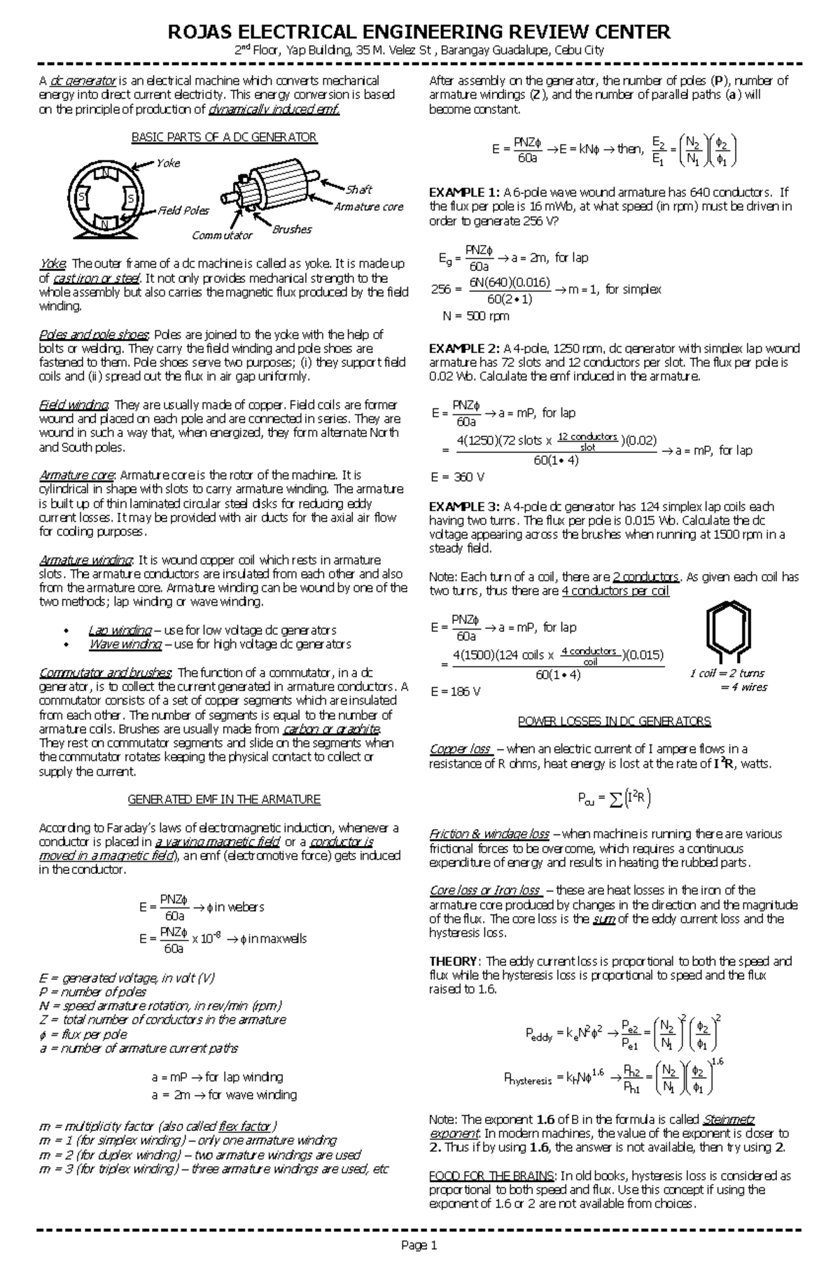 DC Machines Lecture Notes: Key Concepts and Examples - Studocu