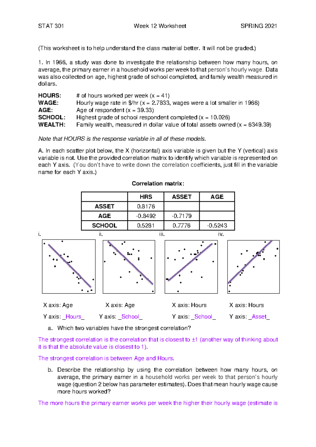 STAT 301 Week 12 Worksheet Key - SPRING 2021 - Studocu