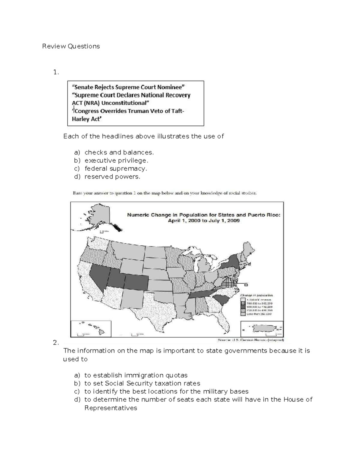 Unit 4 Review Questions: Checks, Balances, and State Powers - Studocu
