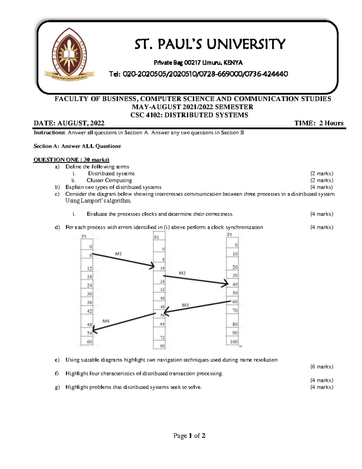 CSC 4102: Distributed Systems Lecture Notes and Exam Prep - Studocu