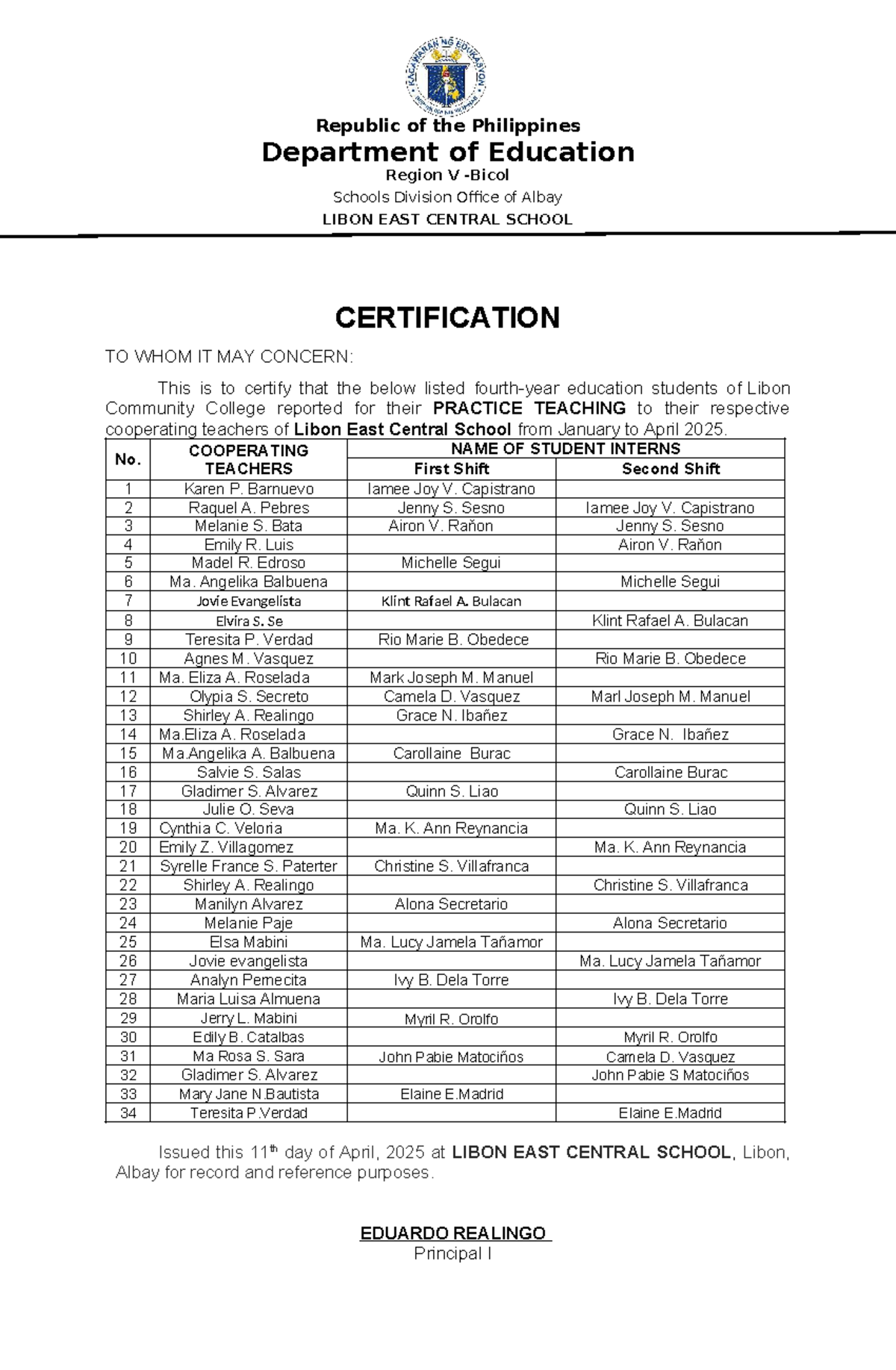 LECS Certificate 3 1 - Jsjsjjfnrned - Republic of the Philippines ...