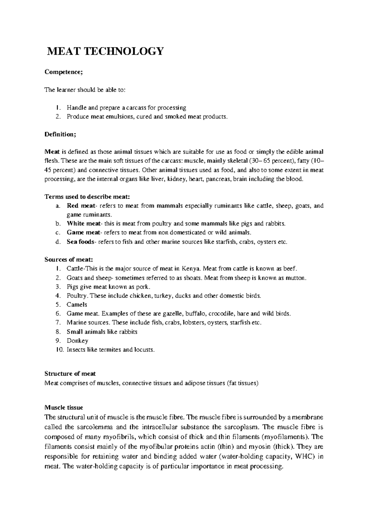 MEAT 101: Comprehensive Notes on Meat Technology & Processing ...