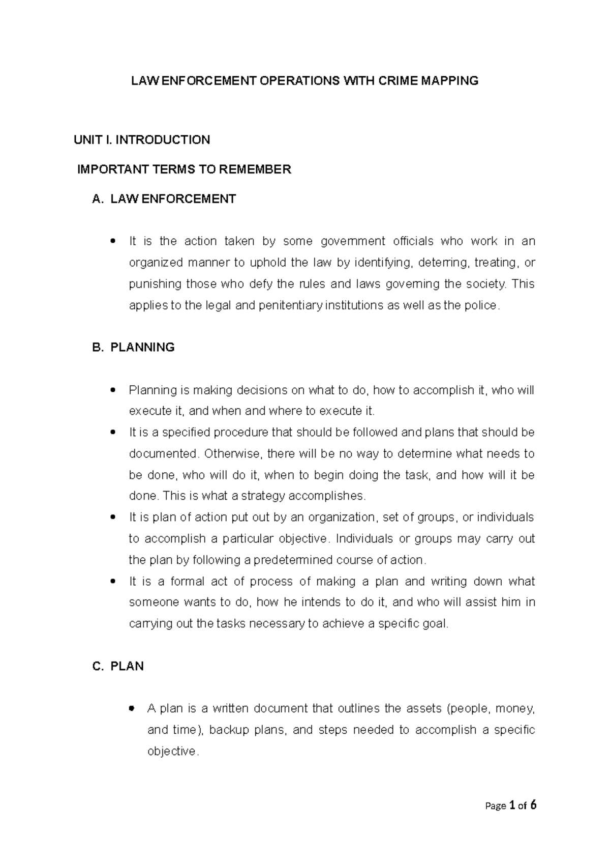 LEA4 - Lecture Notes 1 - Law Enforcement Operations Planning - Studocu