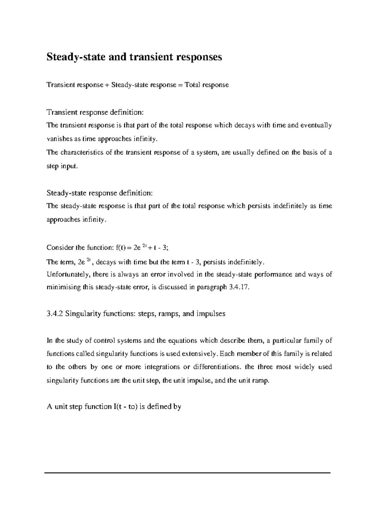Control Systems: Transient and Steady-State Responses Analysis - Studocu