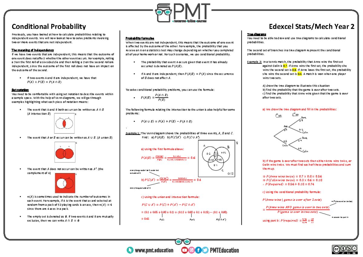 1.2 Conditional Probability: Understanding Non-Independent Events - Studocu