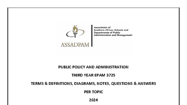 Public Policy and Administration Exam Prep EPAM 3725: Terms, Diagrams ...