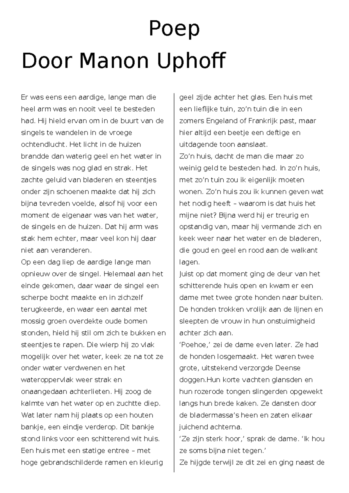 Manon Uphoff - Poep - Analyse en Interpretatie van het Verhaal ...