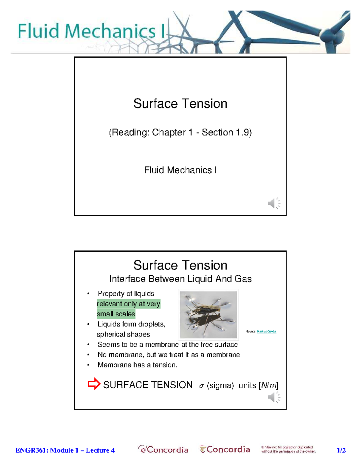 ENGR361: Surface Tension Notes (Fluid Mechanics I, Ch 1.9) - Studocu