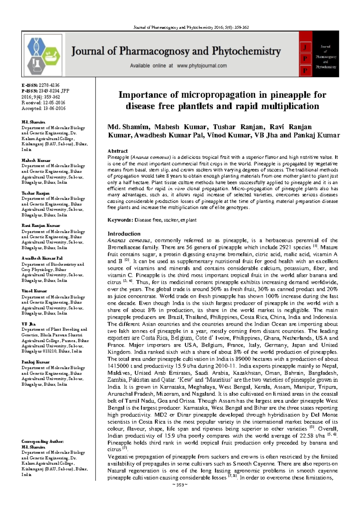Importance of Micropropagation in Pineapple (Mandatory Assignment ...