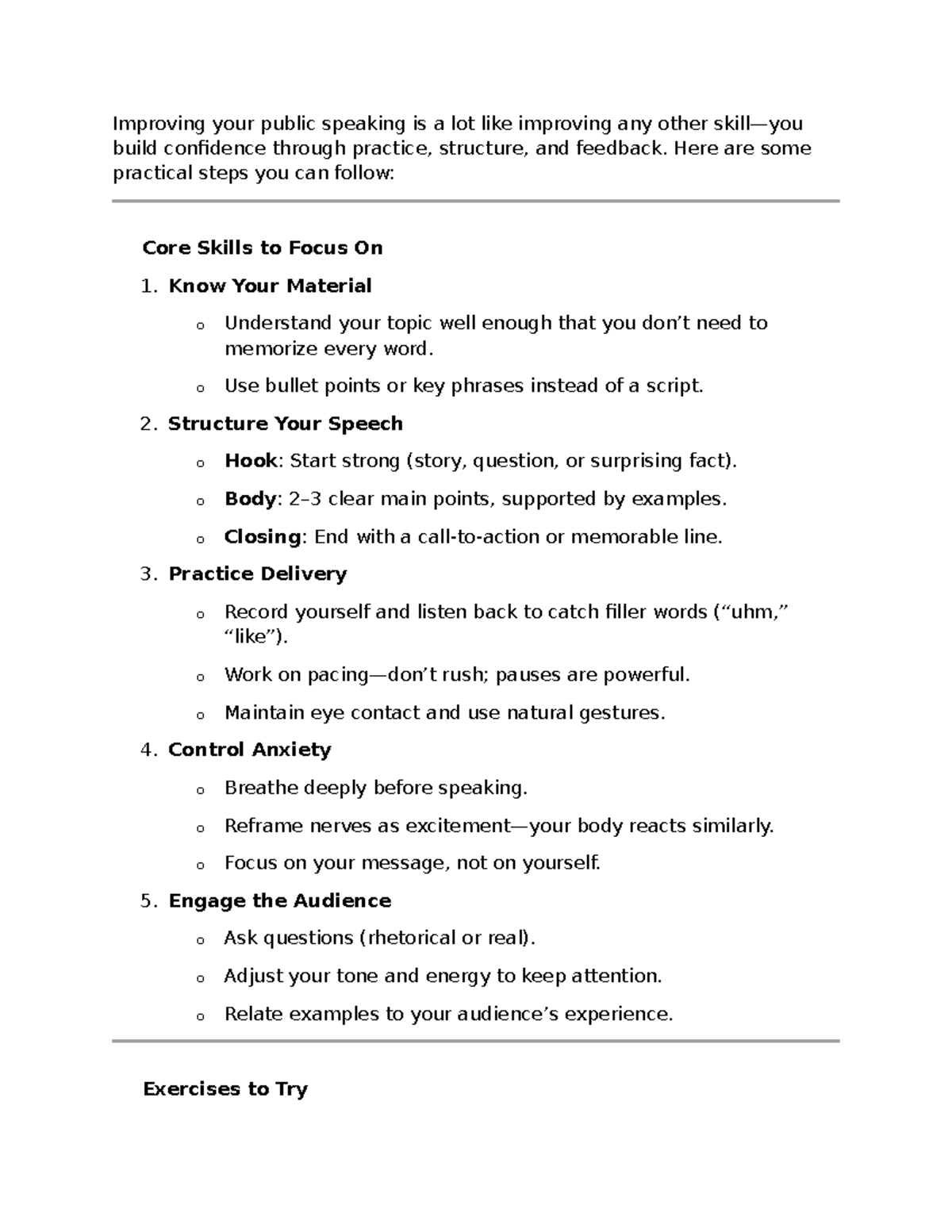 Public Speaking Skills: Practical Steps for Confidence Building - Studocu