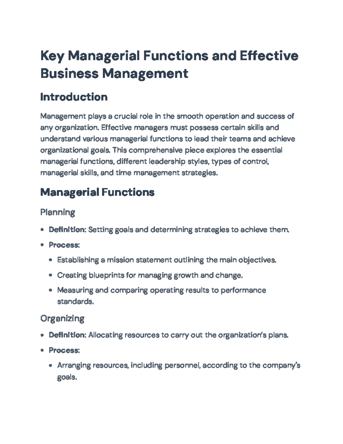 Key Managerial Functions and Strategies for Effective Business Ops ...