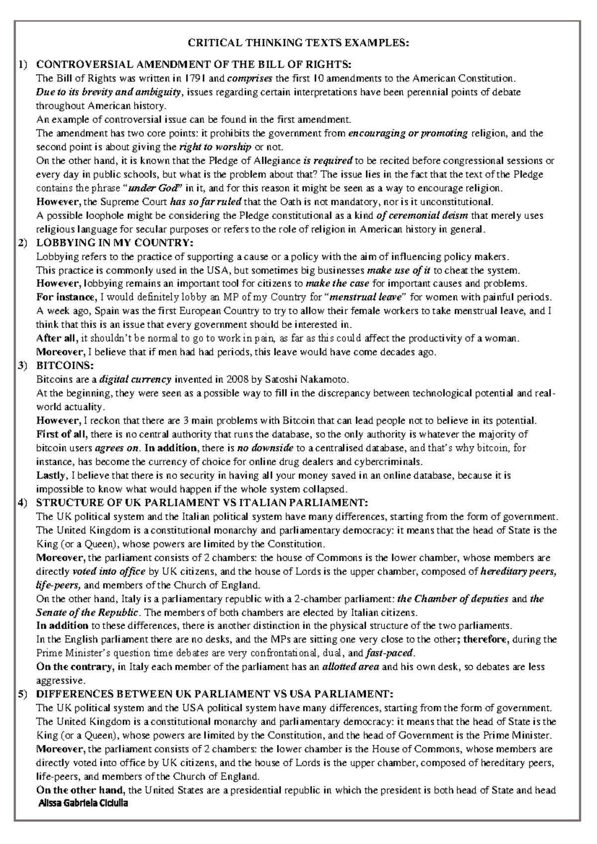 Critical Thinking Examples: Controversial Issues & Political Systems ...