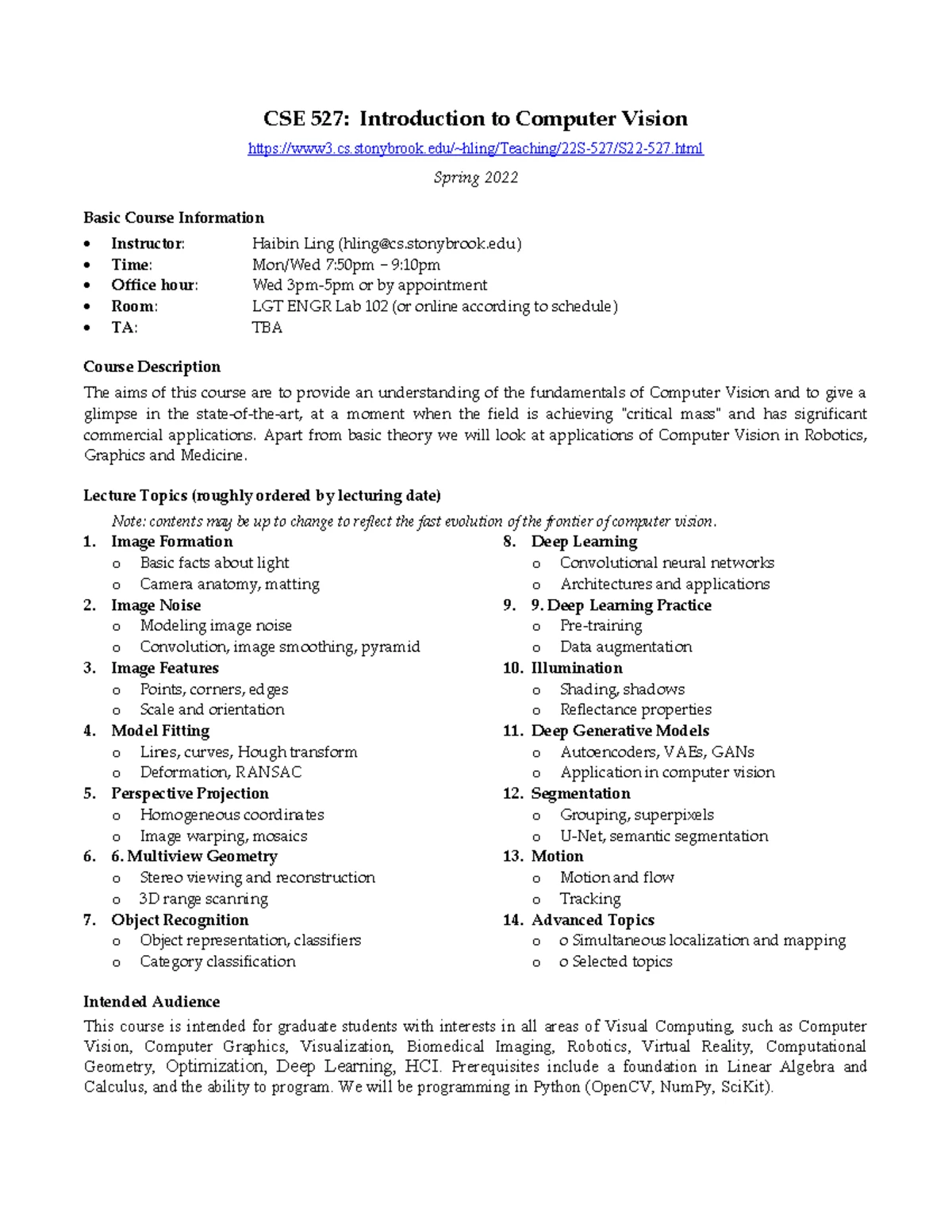 18AI742 Computer Vision Syllabus - Studocu