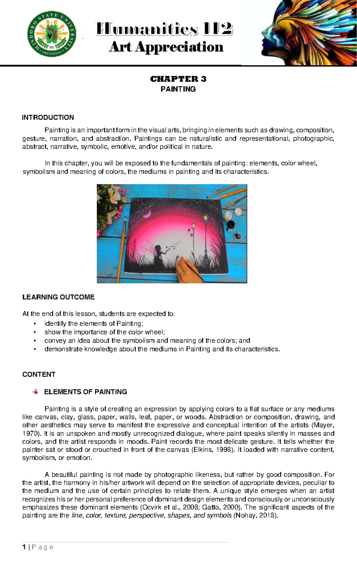 Art Appreciation CHAPTER 3: Fundamentals of Painting Techniques and Elements - Studocu