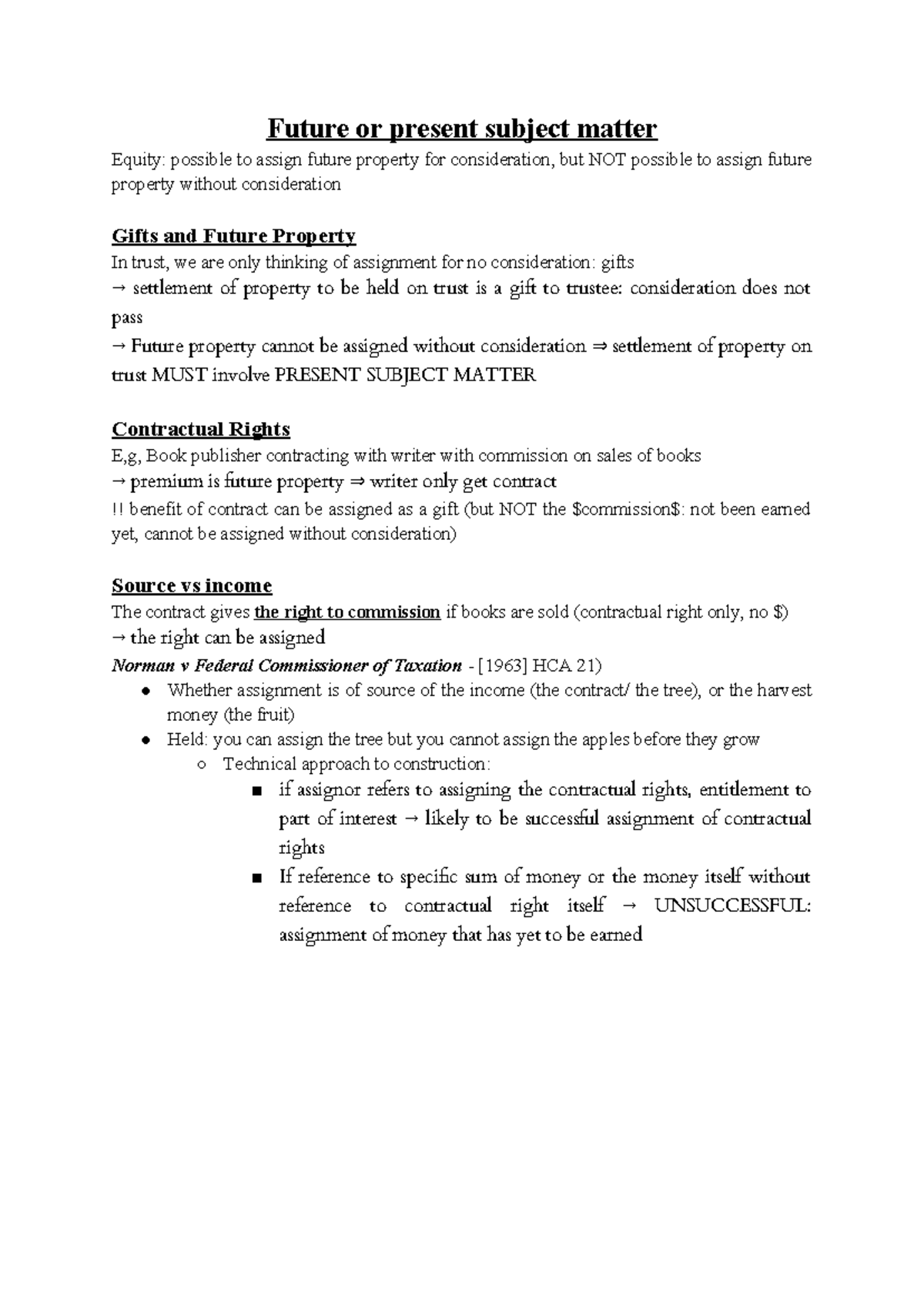 LAW4170 W2 Pre-class Lecture: Equity and Future Property Assignments ...