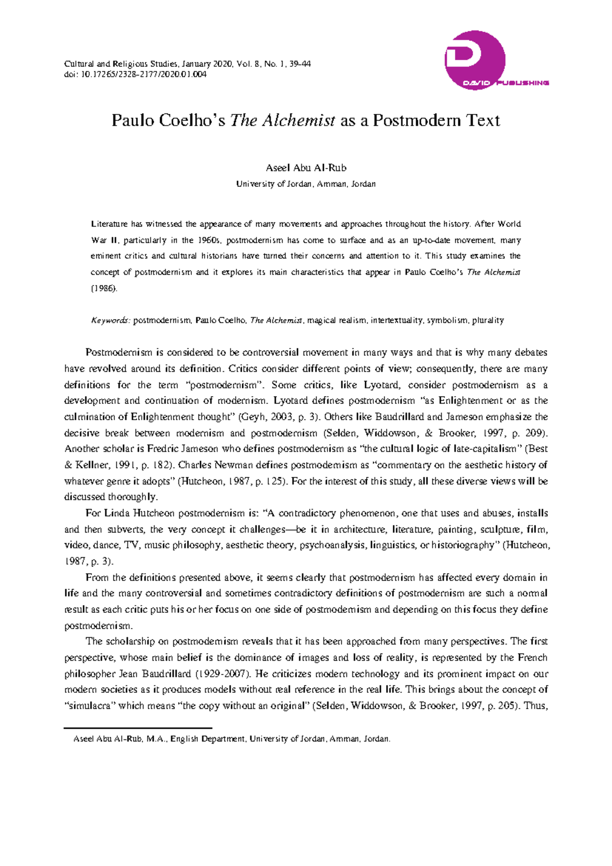 Cultural and Religious Studies (CRS 101): Paulo Coelho's The Alchemist ...