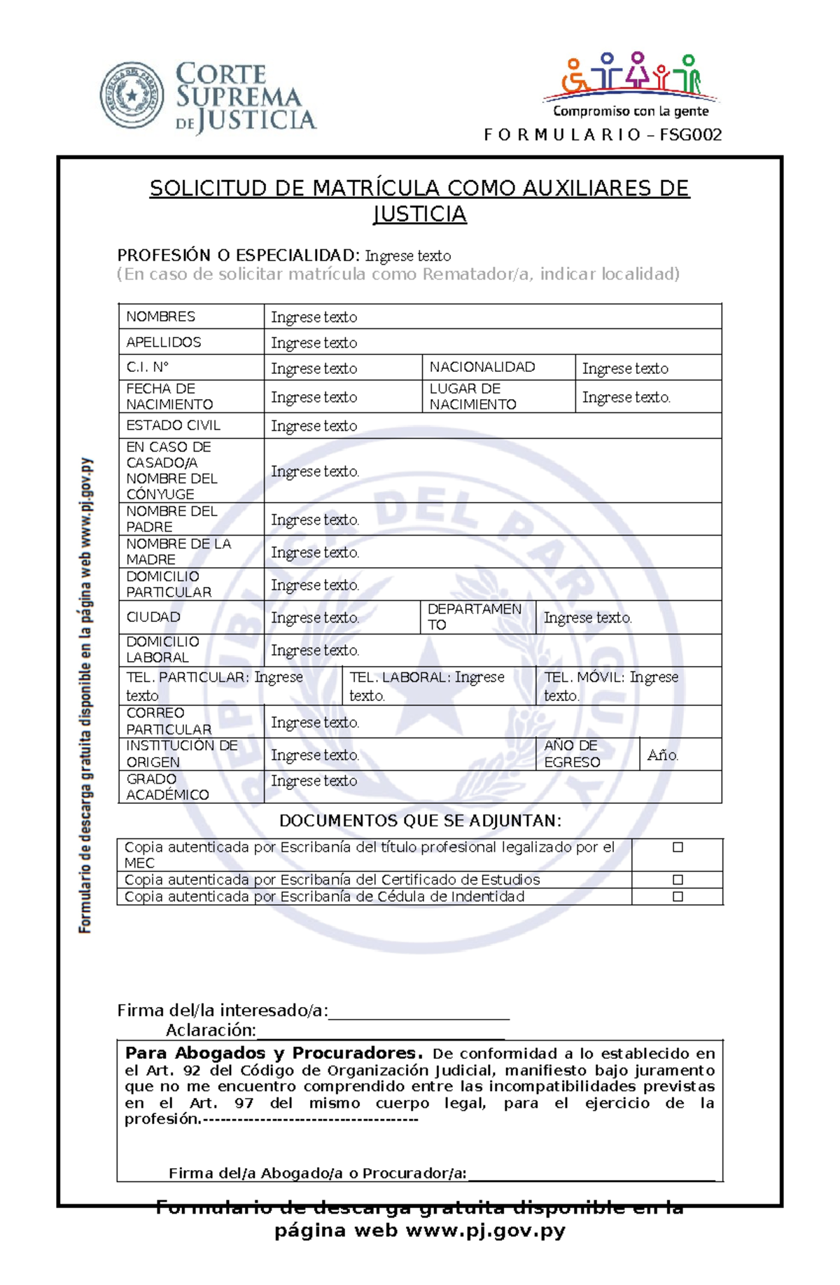 ID2-275 formulario fsg002 auxiliares de justicia llenado digital - F O ...