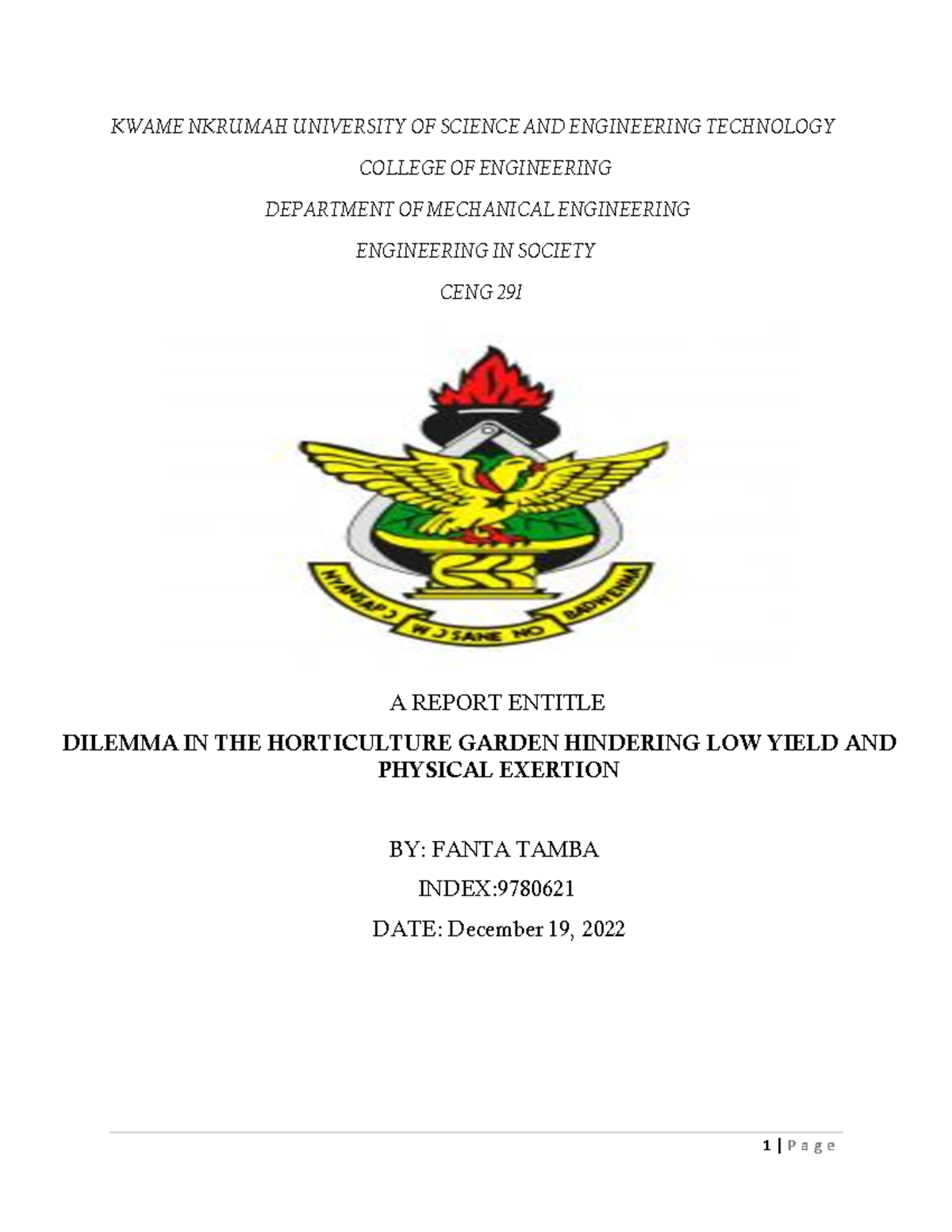 CENG 291 Project Report: Enhancing Horticulture Garden Yields - Studocu