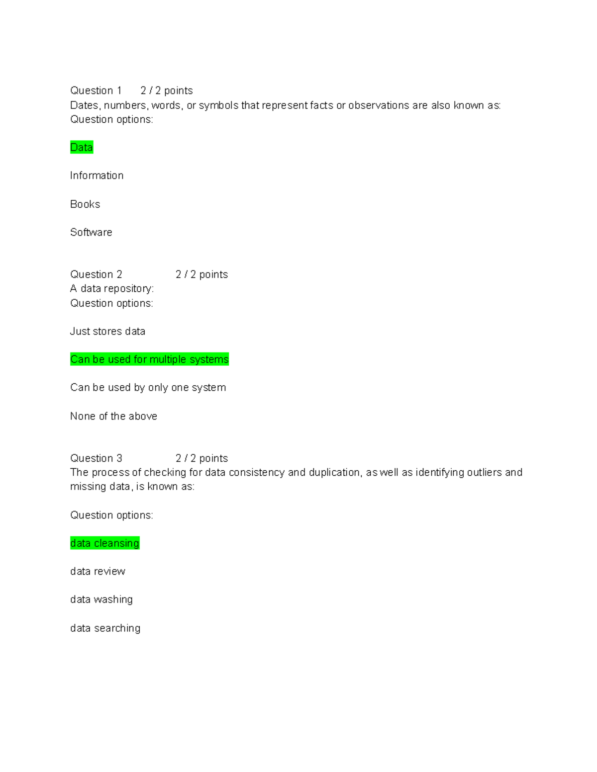 HIM-220-X4979 Healthcare Data Management Quiz Module 3 Questions - Studocu