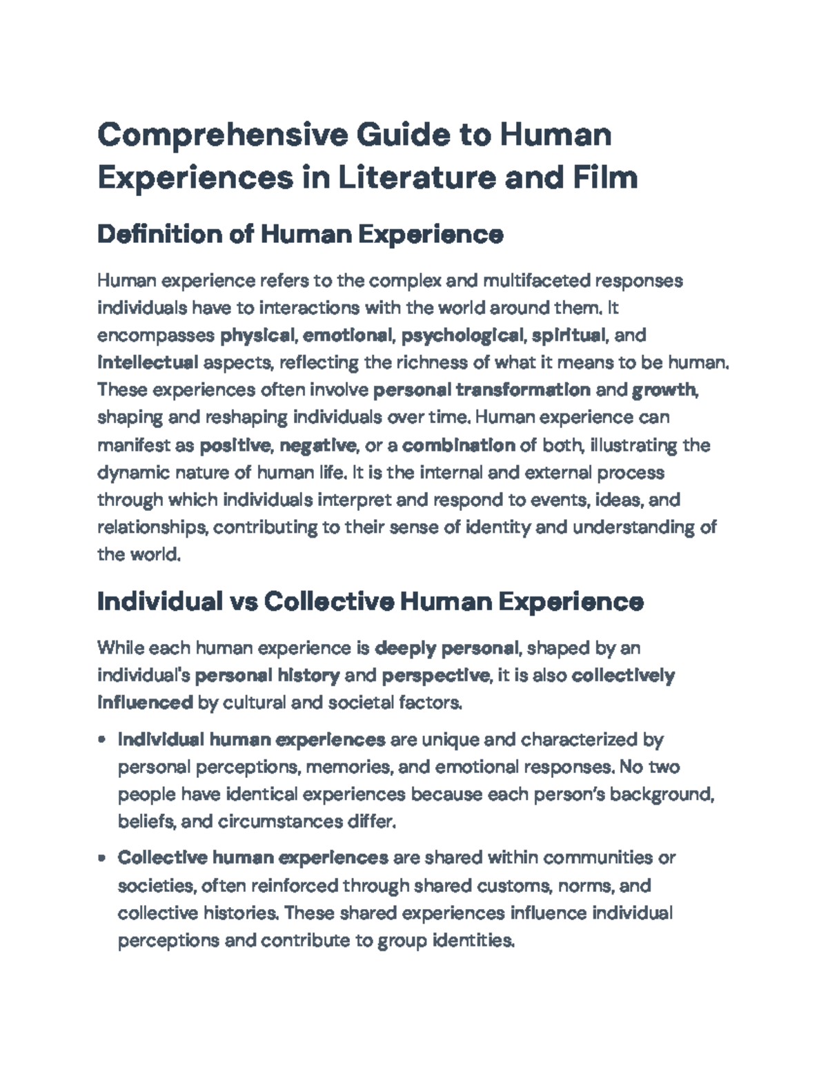 Comprehensive Analysis of Human Experience in Billy Elliot (Film) - Studocu