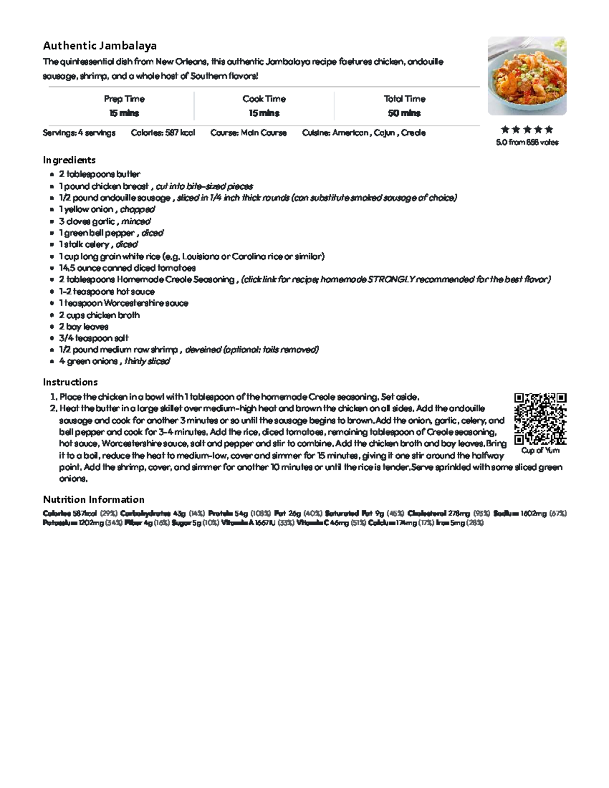 Authentic Jambalaya Recipe - Main Course from Cup of Yum - Studocu