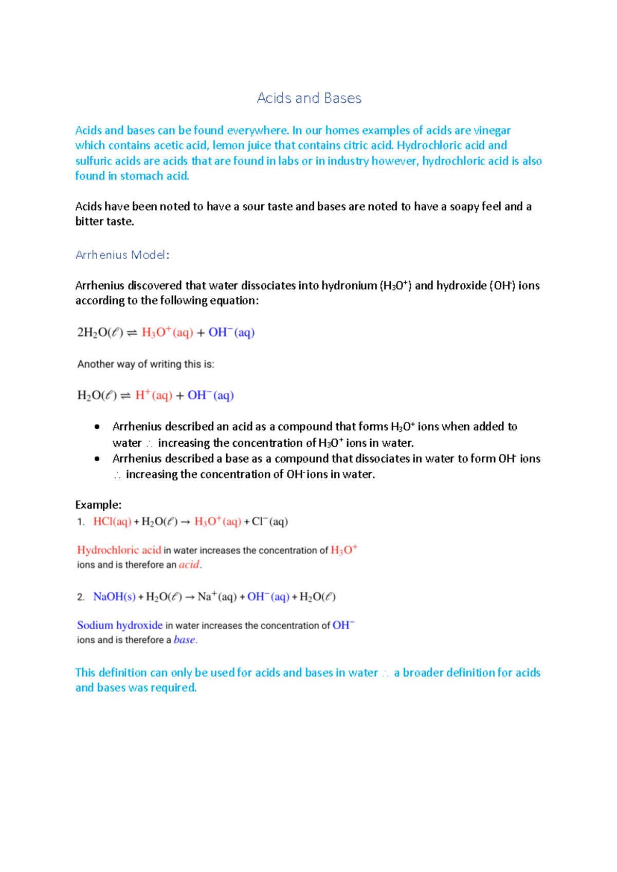 6. Acids and Bases - Comprehensive Study Guide - Studocu