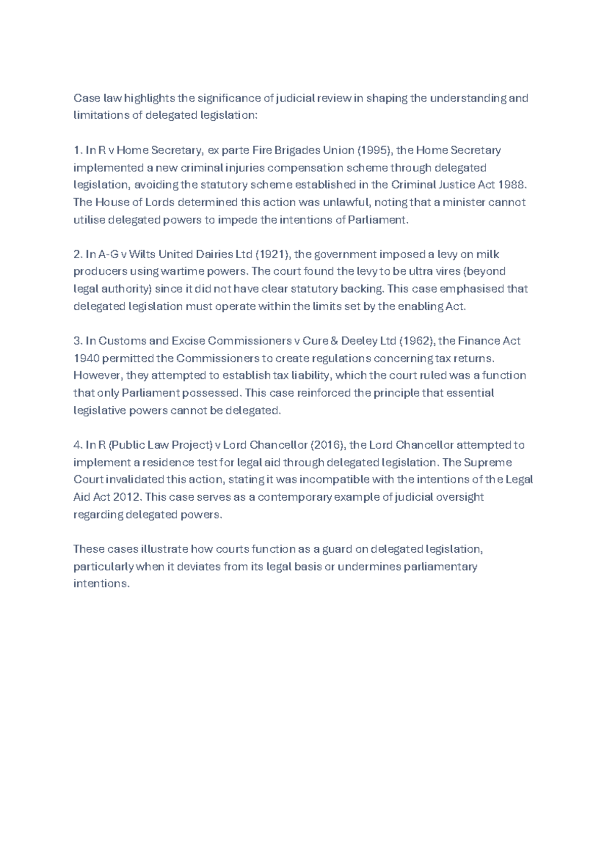Case Study: Judicial Review & Delegated Legislation Insights - Studocu