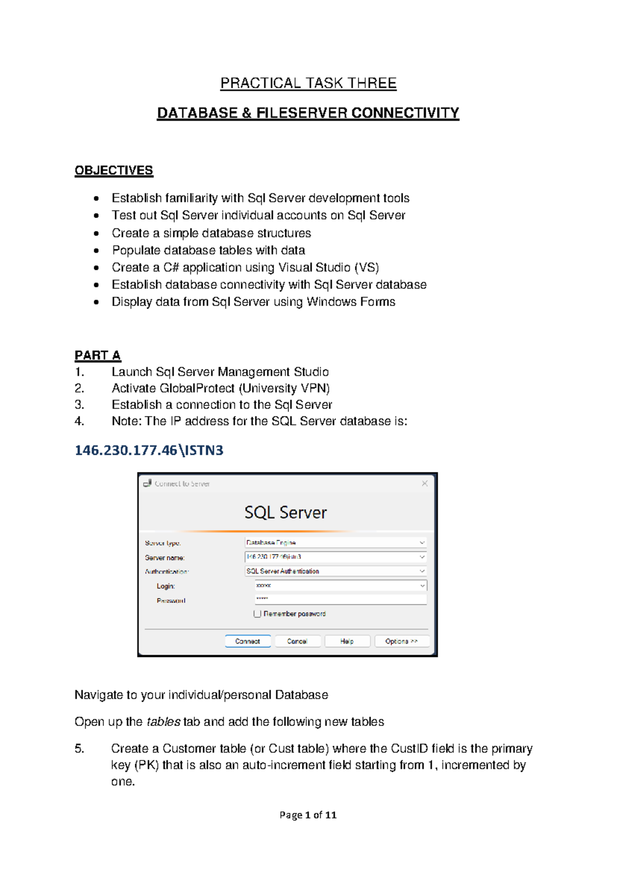 ISTN 3AS Practical Task 3: Database Connectivity & Application ...