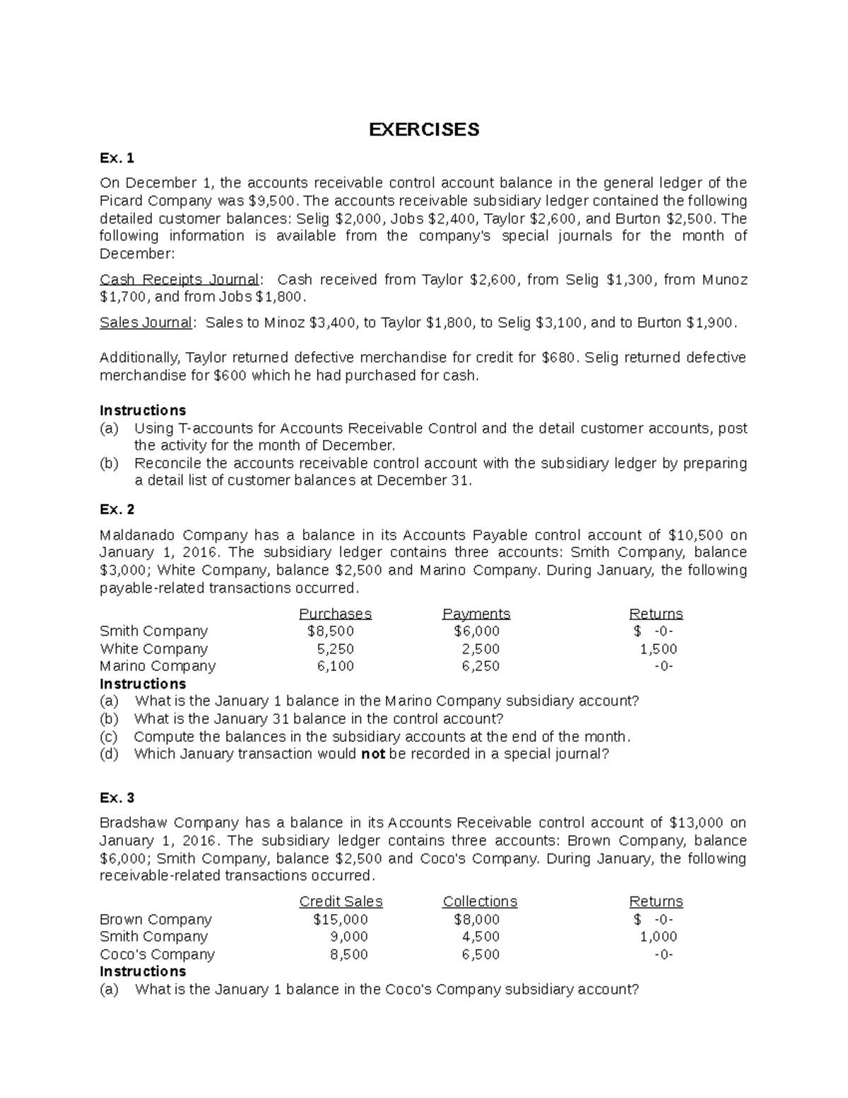 Exercise Meeting 8: Accounts Receivable & Payable Transactions Analysis ...