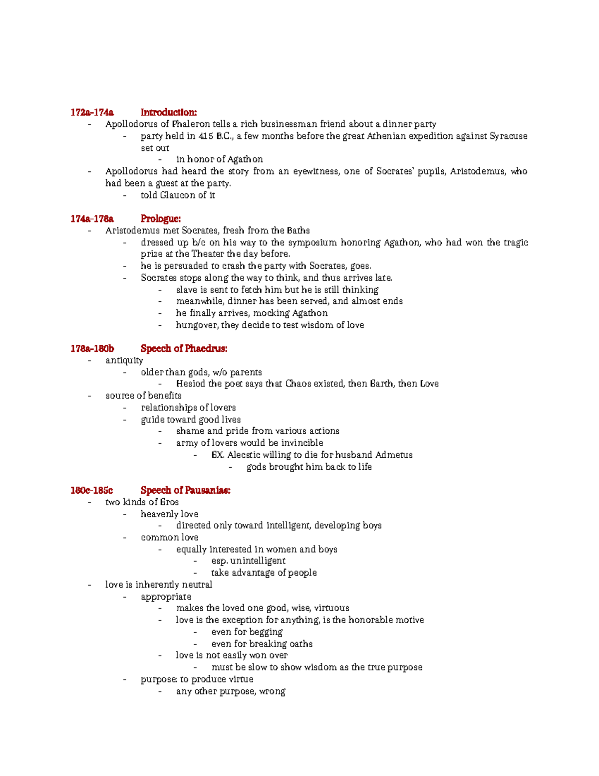 SYMP 415 Lecture Notes: Insights from Plato's Symposium on Love - Studocu