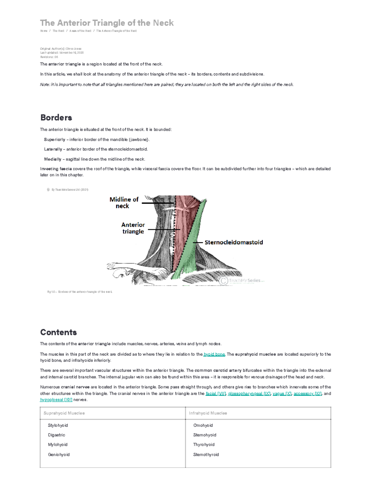 Posterior Triangle Of The Neck Subdivisions Teachmeanatomy Easy Notes