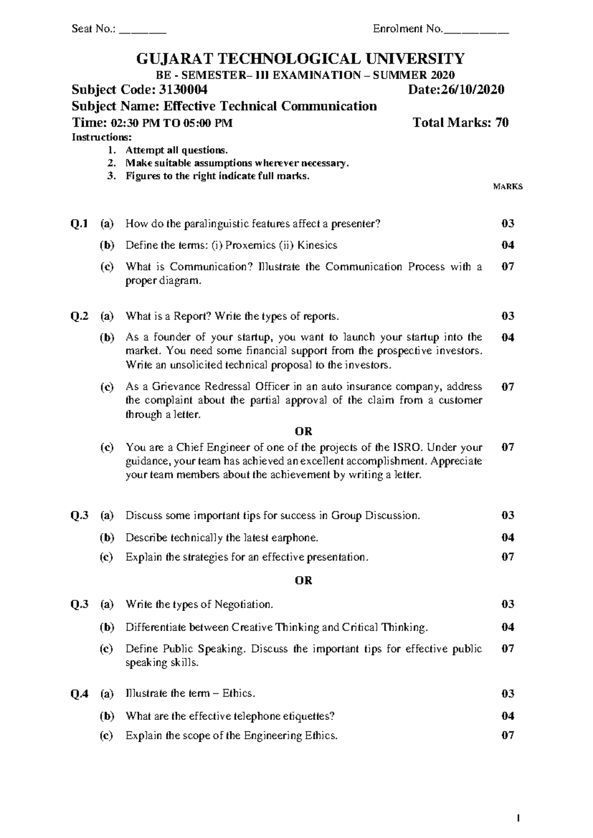 Effective Technical Communication - GUJARAT TECHNOLOGICAL UNIVERSITY BE ...