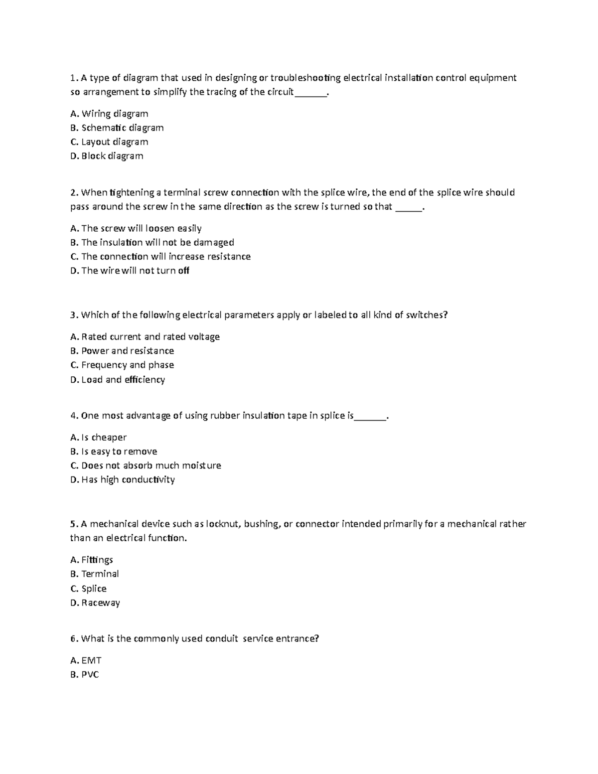 EE 101: Electrical Installation Control Equipment Study Guide - Studocu