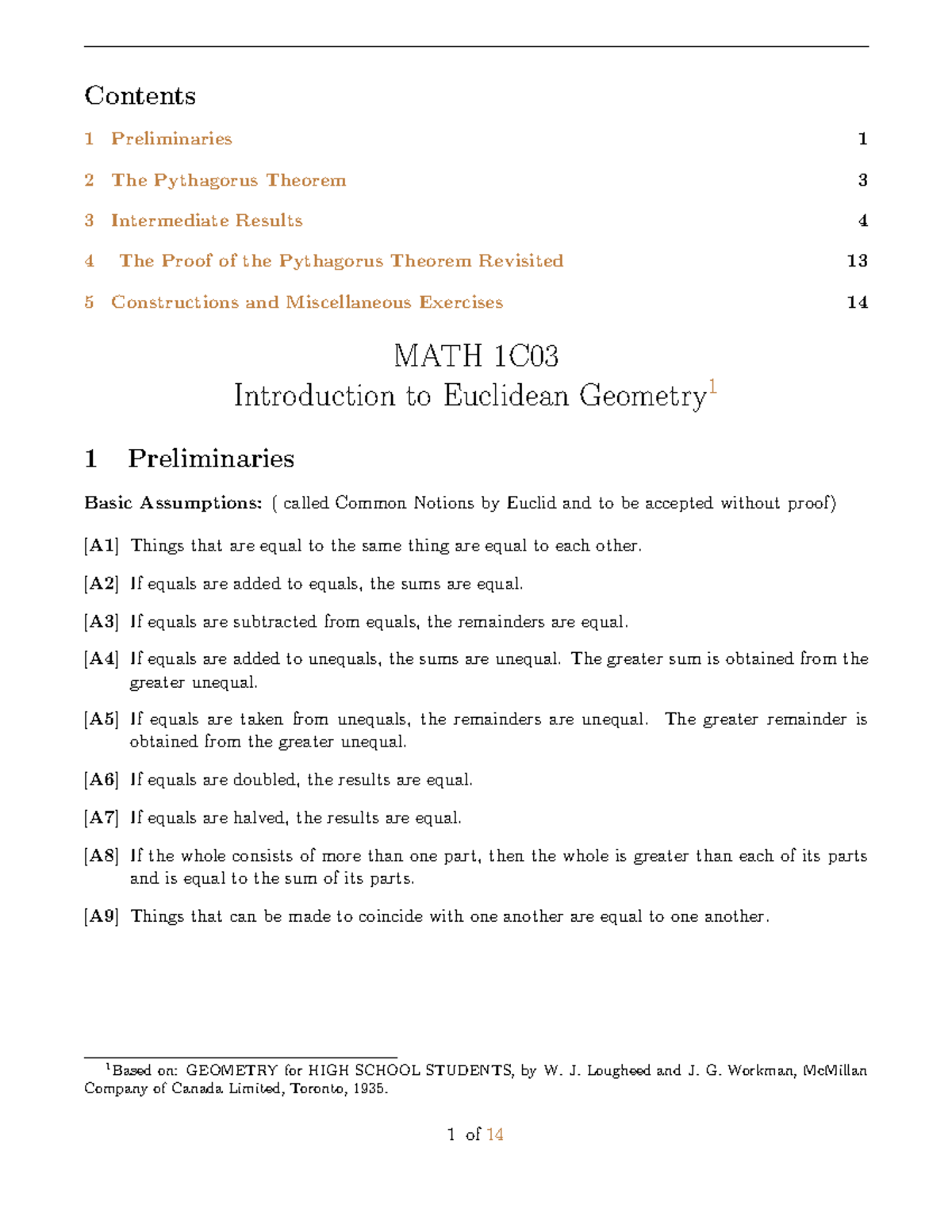 MATH 1C03 Geometry Module: Pythagorean Theorem & Proofs - Studocu