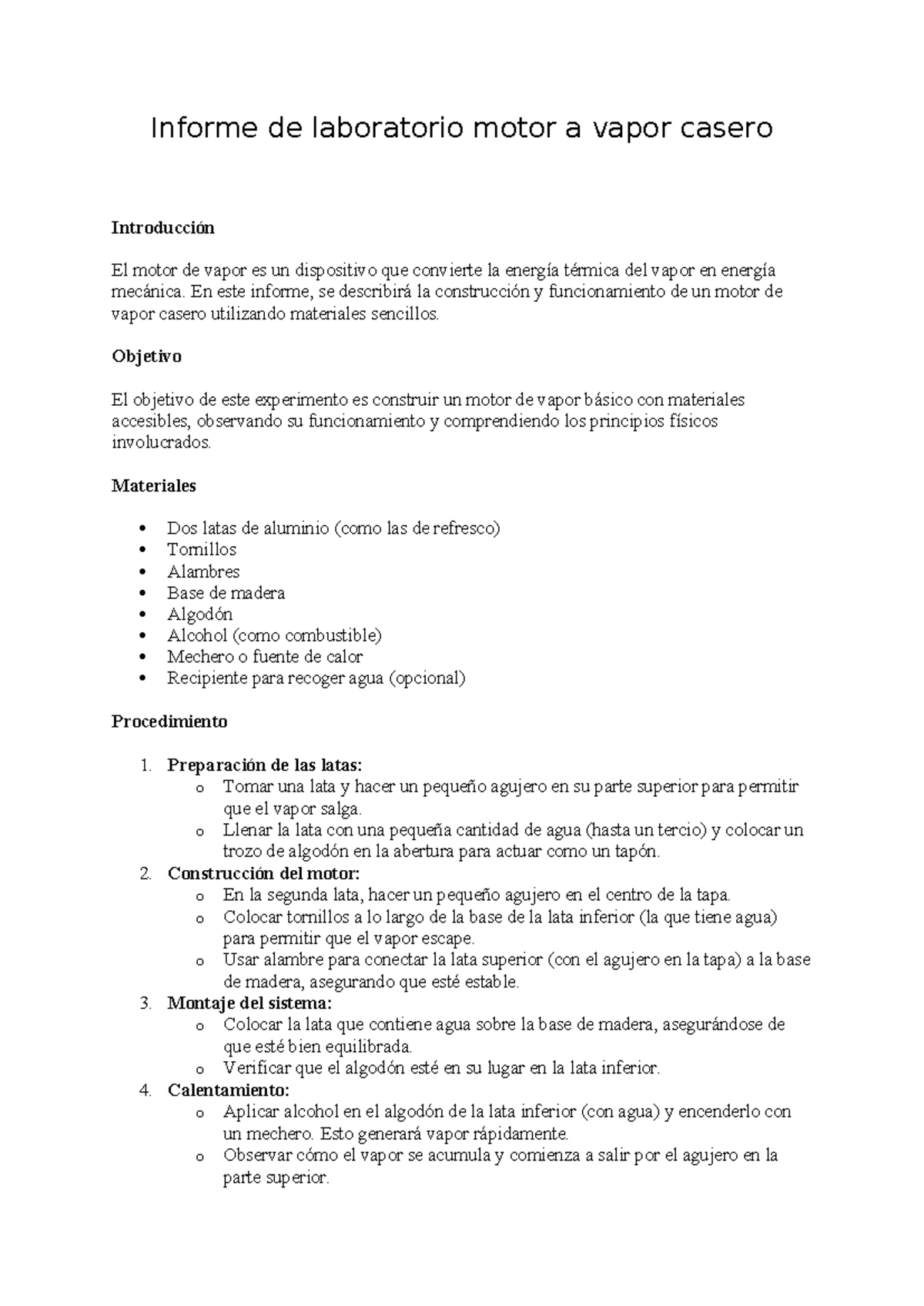 Motor De Vapor Casero Materiales Y Procedimientos De Seguridad ...
