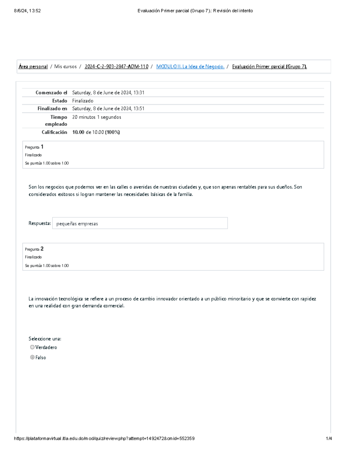 Evaluación del Primer Parcial - ADM-110 - Desarrollo de Emprendedores - Studocu