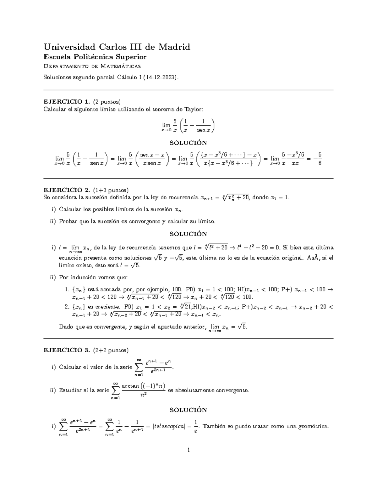 Cálculo I - Segundo Parcial Ejercicios y Teoremas de Taylor - Studocu