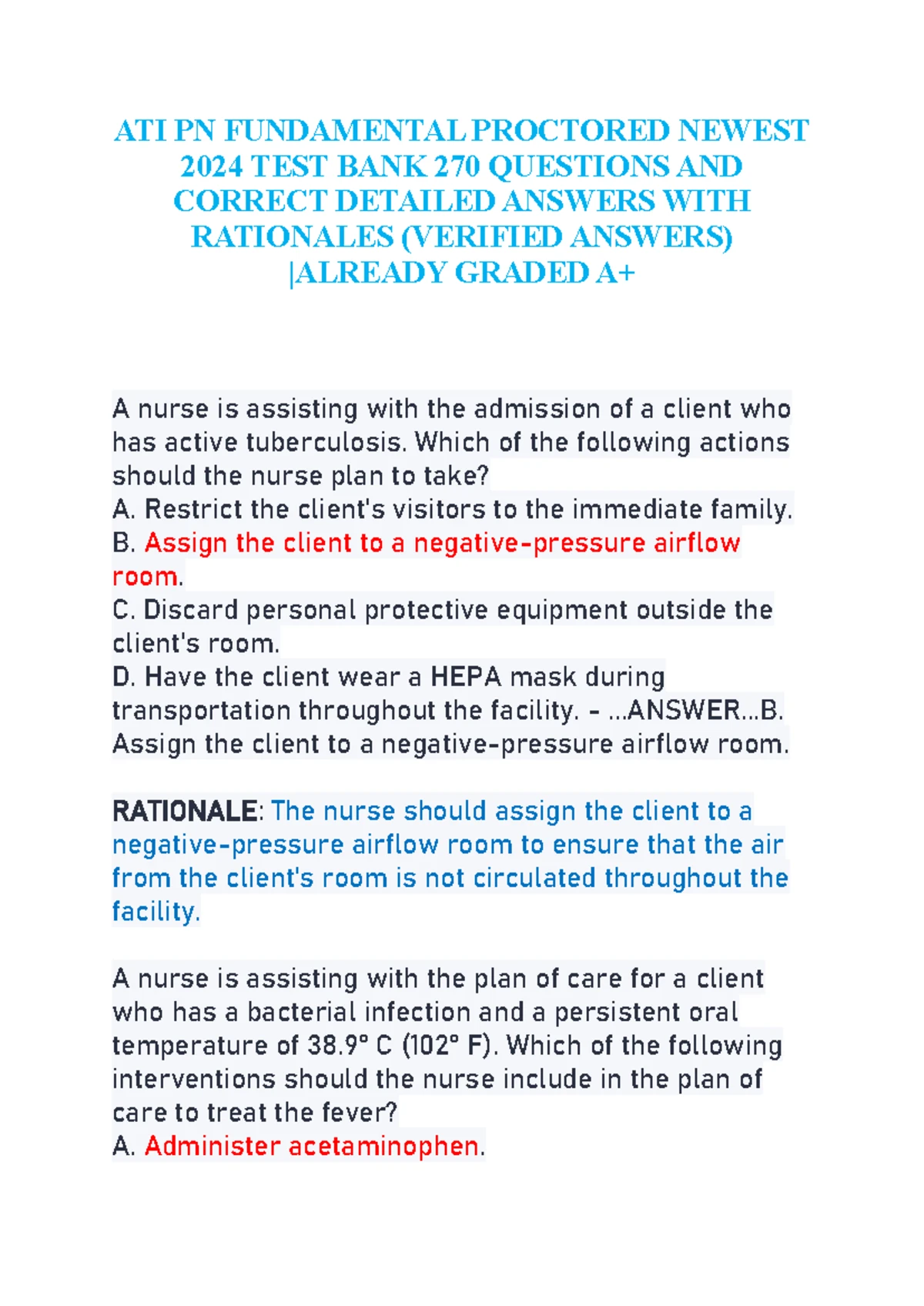 ATI PEDS FINAL EXAM 2024: Comprehensive Review & Key Q&A - Studocu