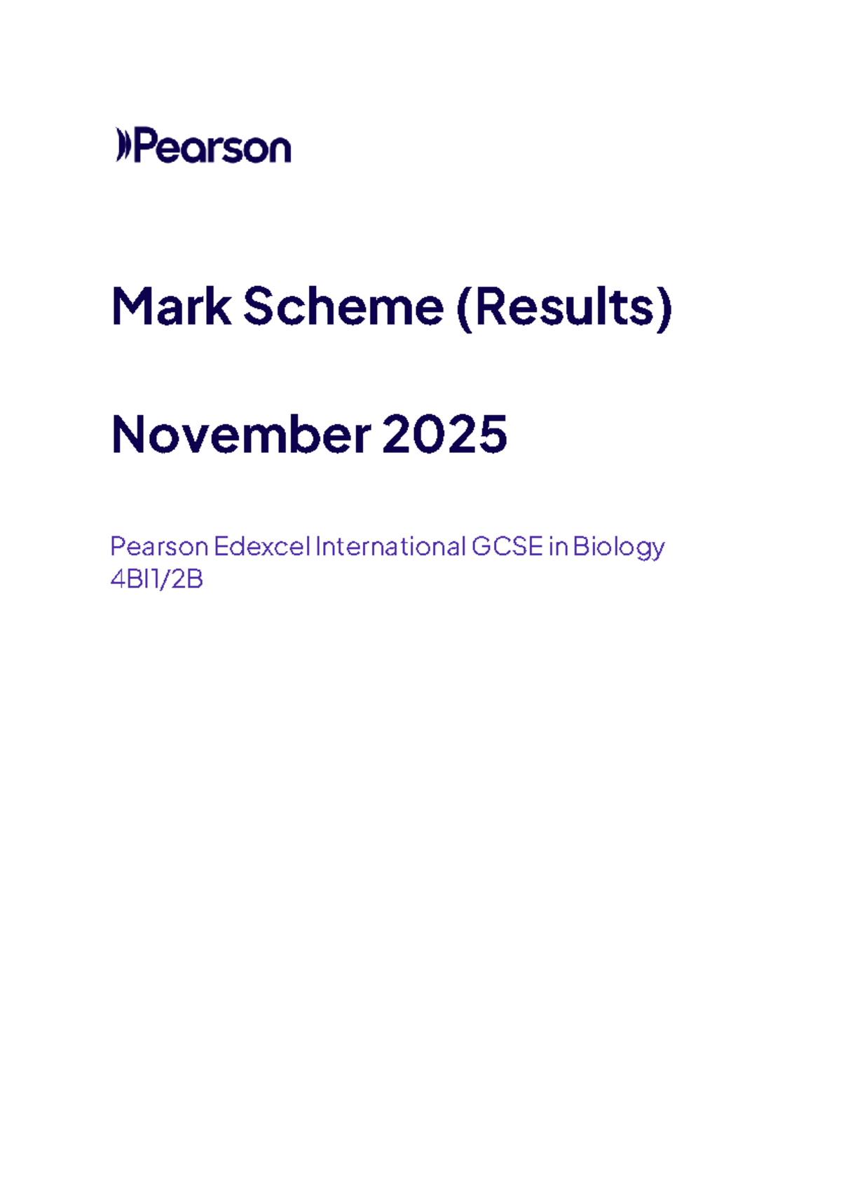 Mark Scheme (Results) Nov 2025 Edexcel International GCSE Biology - Studocu