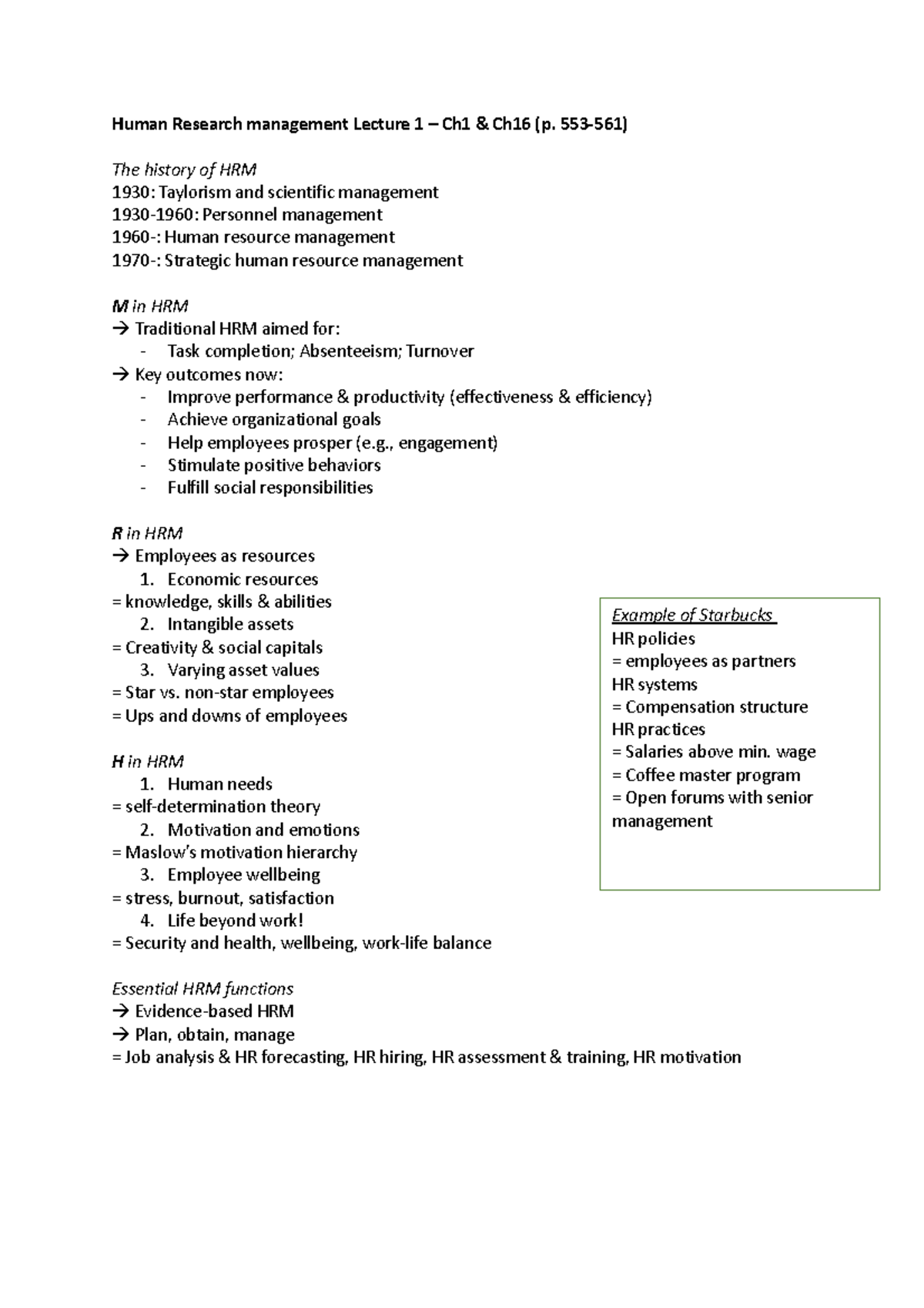 HRM 101: Lecture 1 - Overview of Human Resource Management Concepts ...