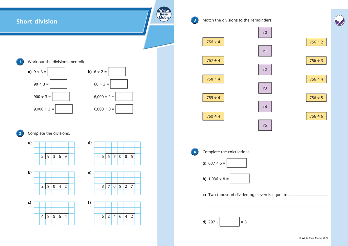 Y6 Autumn Block 2 WO9 Short Division Practice 2022 - Studocu