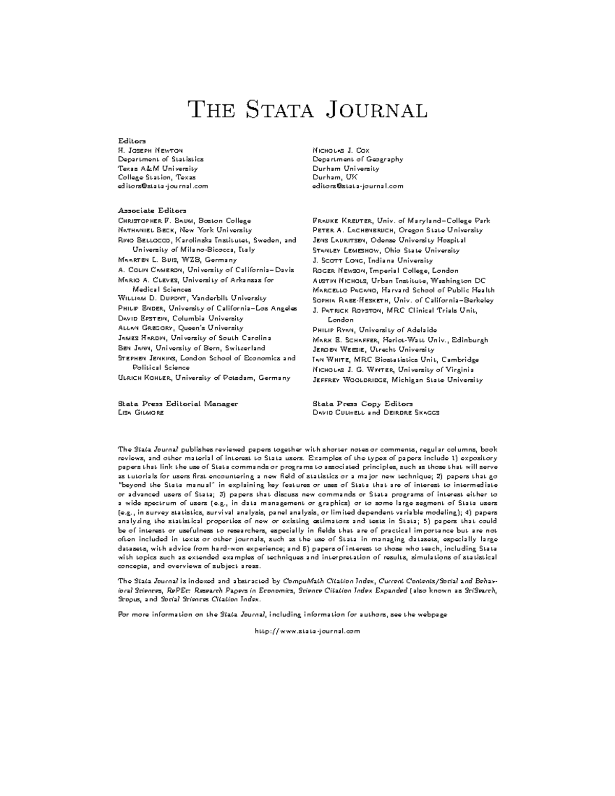 Stata Journal: Insights & Advances in Stochastic Frontier Models - Studocu
